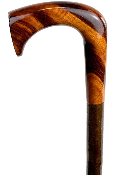Stripy Tigerwood Cardigan Walking Stick on Hazel | Stick & Cane Shop