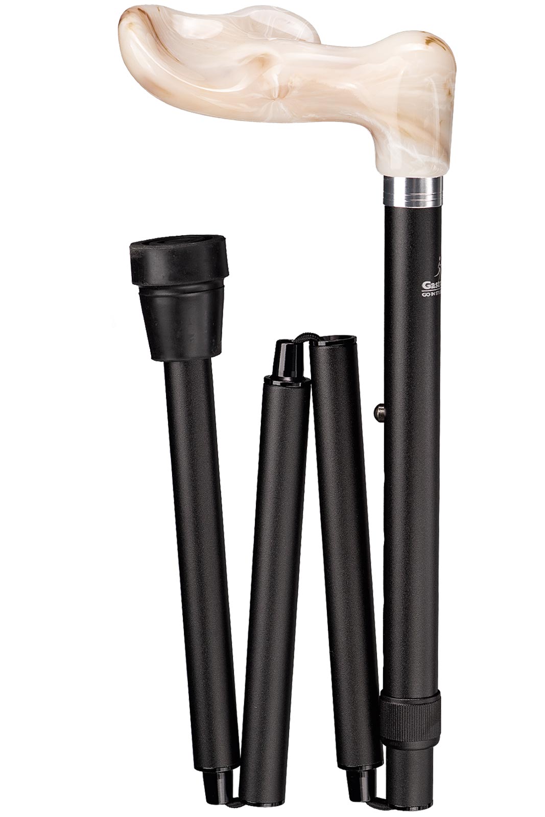 Elite Marbled Fischer Anatomical Handled Black Folding Walking Stick ...