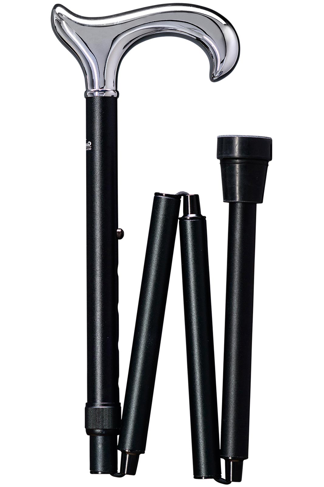 Luxury Folding Walking Stick with Chrome Derby Handle | Stick & Cane Shop
