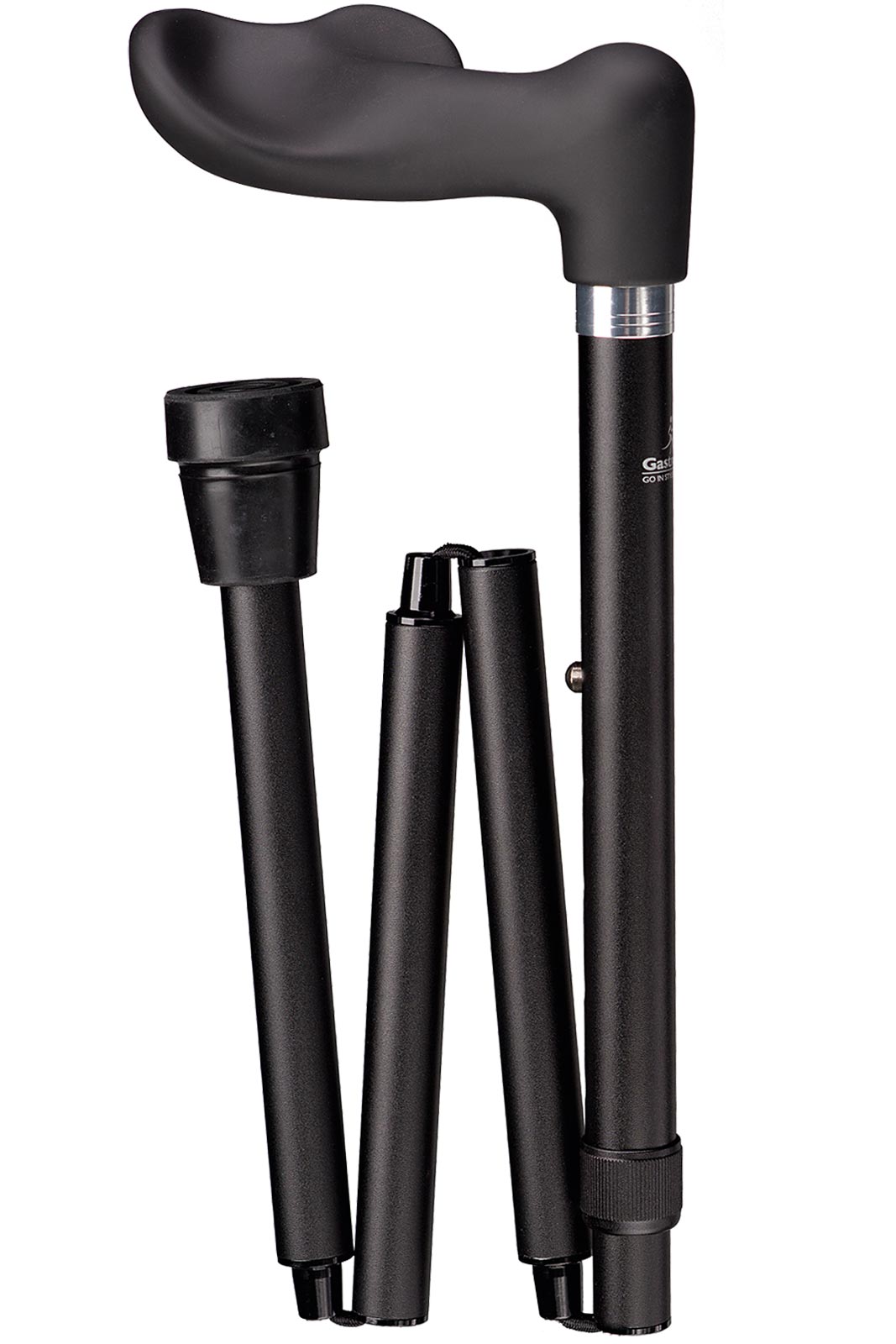 Elite Fischer Anatomical Handled Black Soft Touch Folding Walking Stick ...