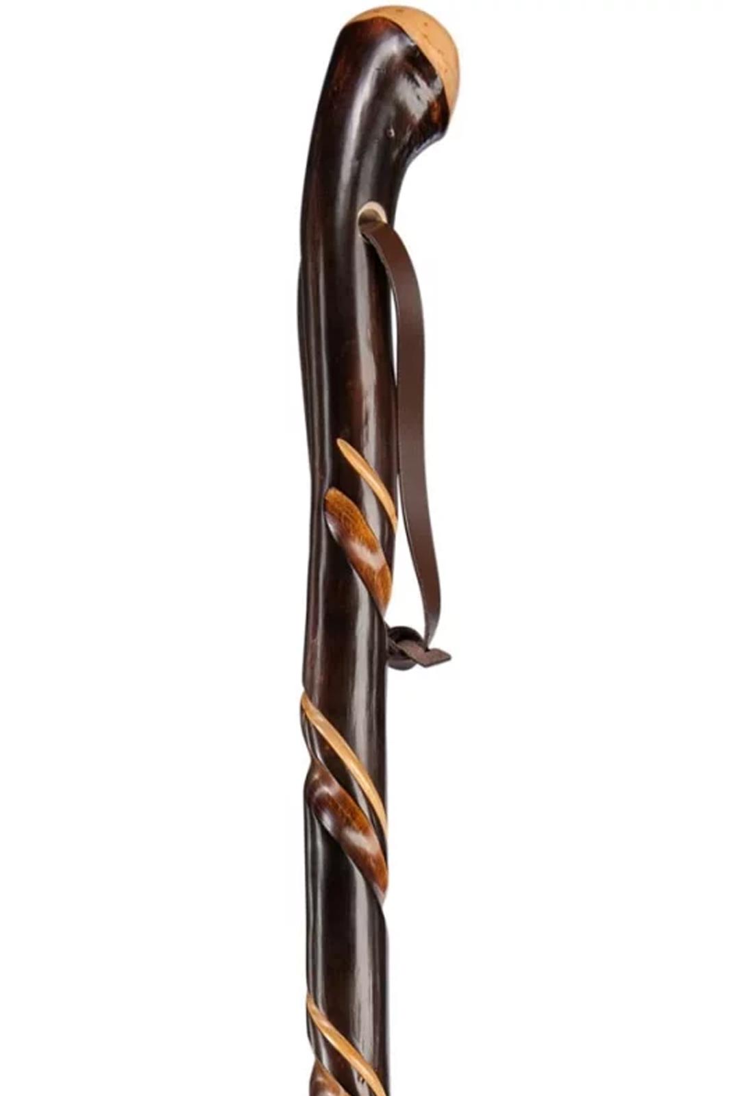 Chestnut Spiral Rambler Coppice Knobstick with Leather Strap | Stick ...