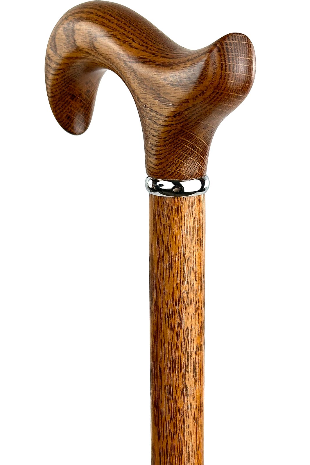 Oak Derby Walking Stick – Elegant Wooden Cane with Chrome Collar ...
