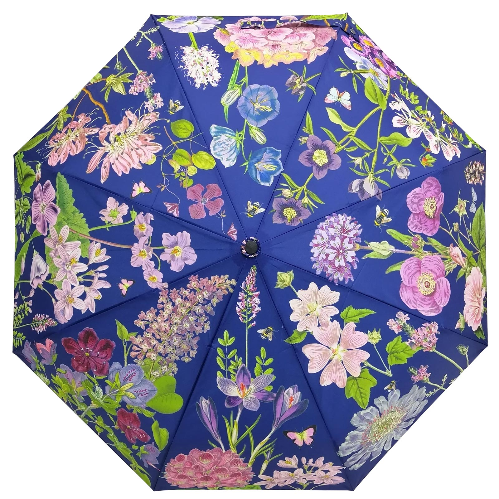 Rosehip Designs Mallow Blue Umbrella | Elegant Floral Auto Open | Stick ...