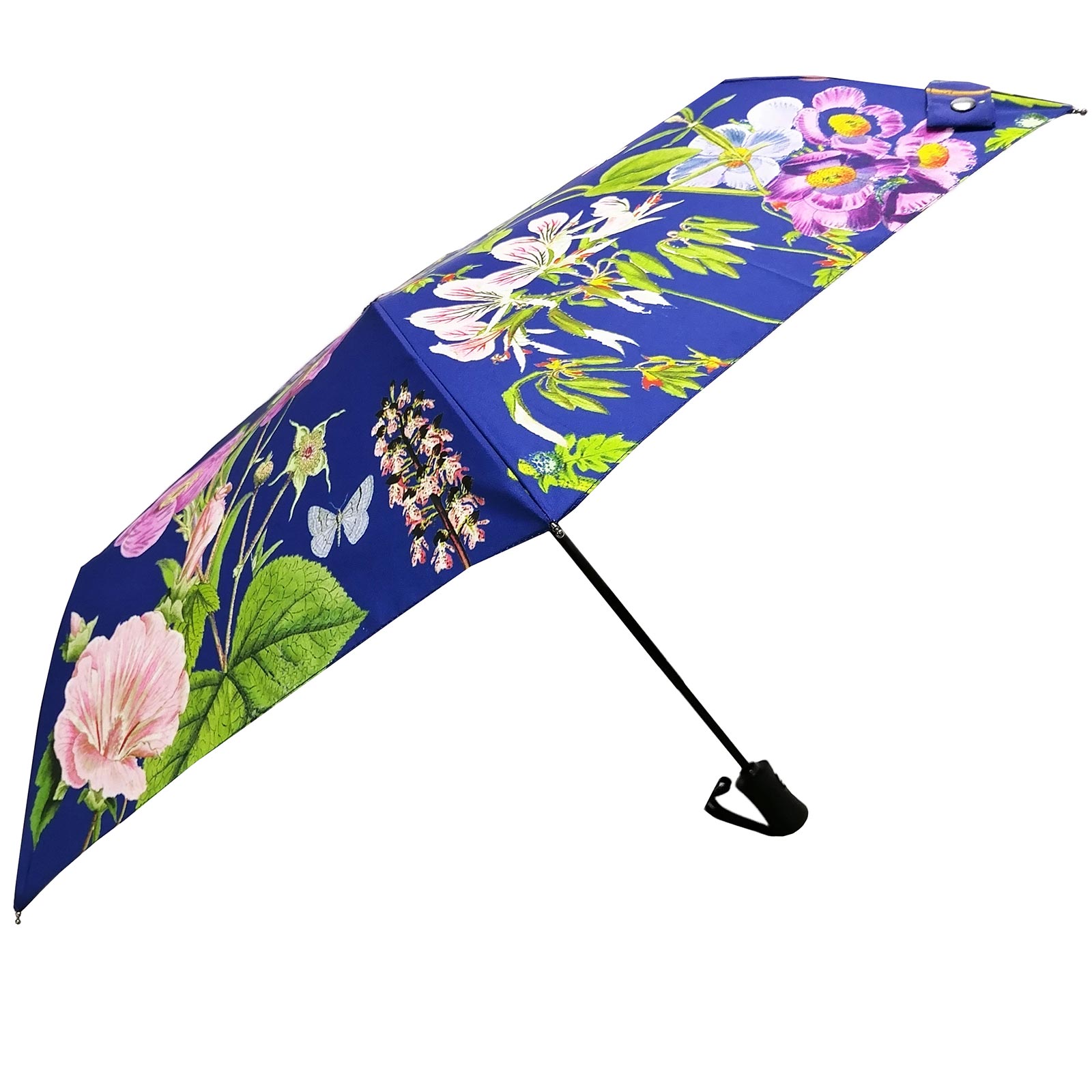Rosehip Designs Mallow Blue Umbrella | Elegant Floral Auto Open | Stick ...