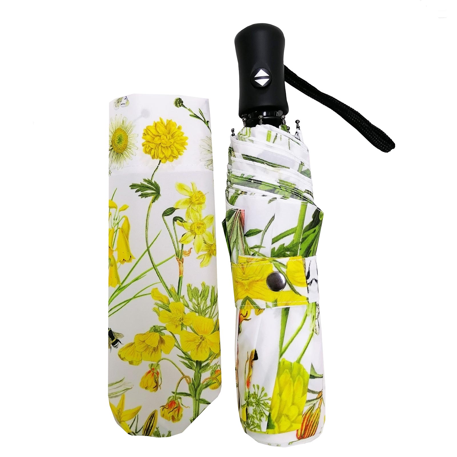 Rosehip Designs Mellow Yellow Umbrella | Elegant Floral Auto Open ...