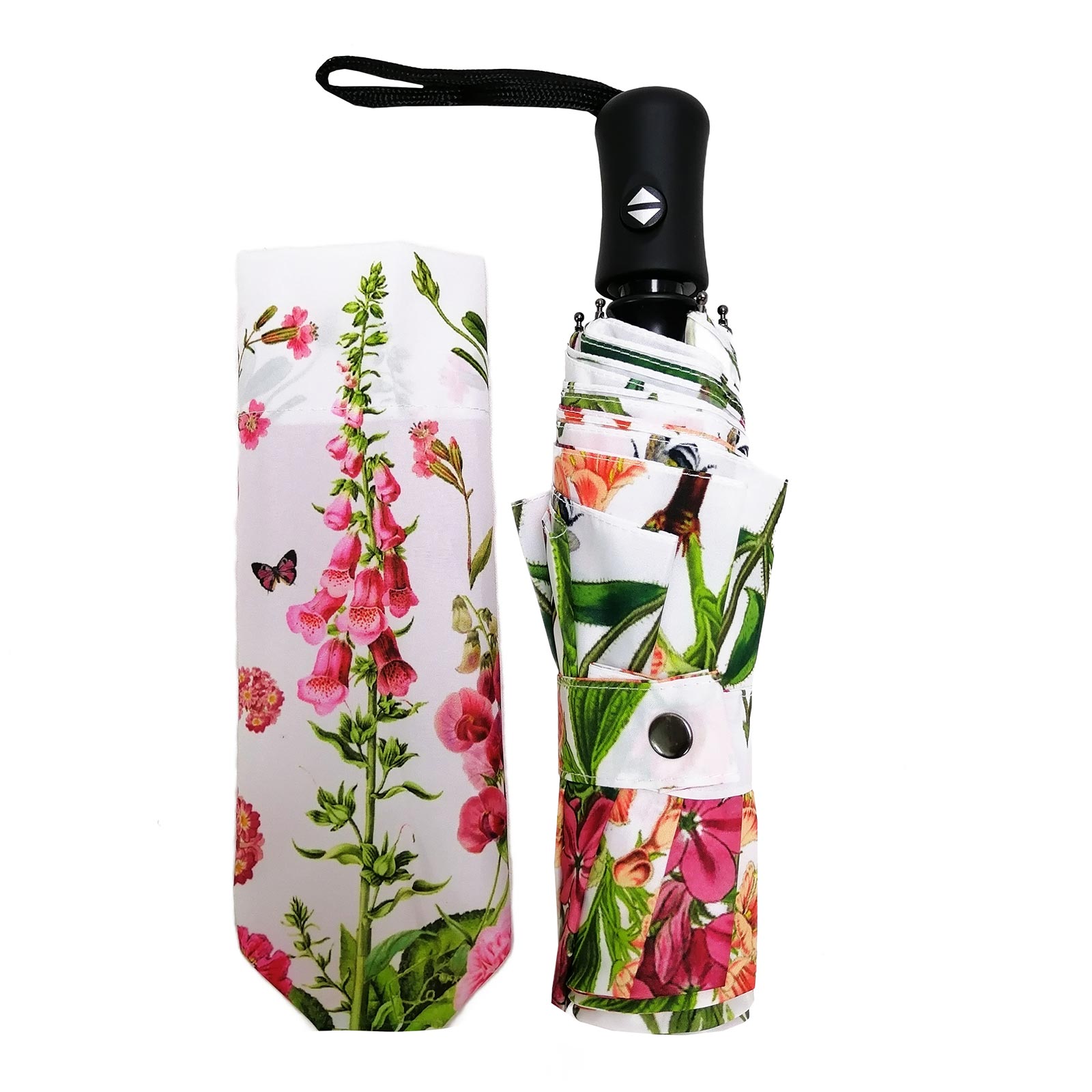 Rosehip Designs Pink Sweetpea Umbrella | Elegant Floral Auto Open ...