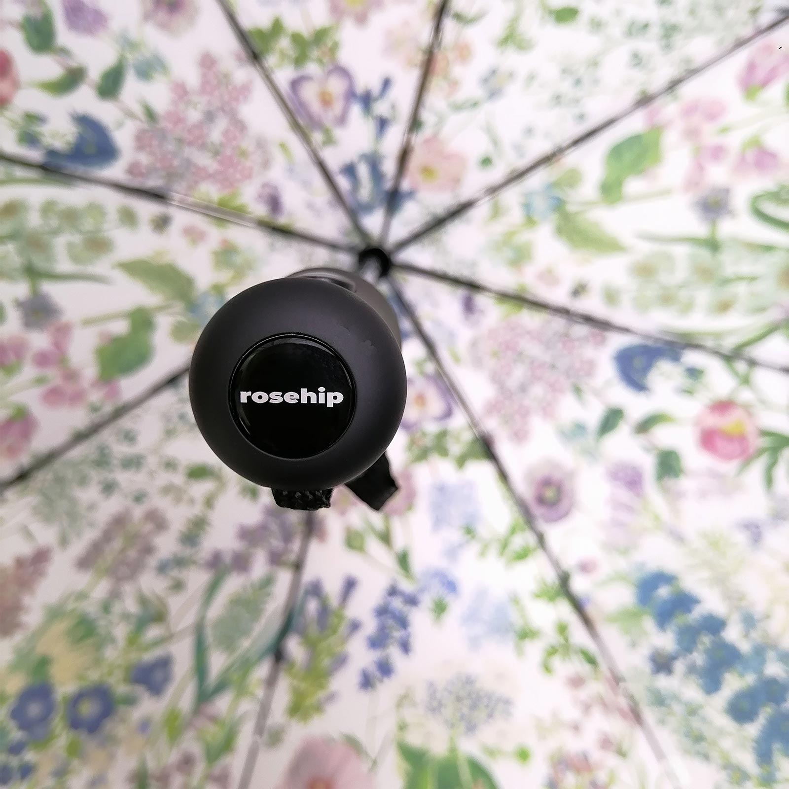 Rosehip Designs Mallow Blue Umbrella | Elegant Floral Auto Open | Stick ...