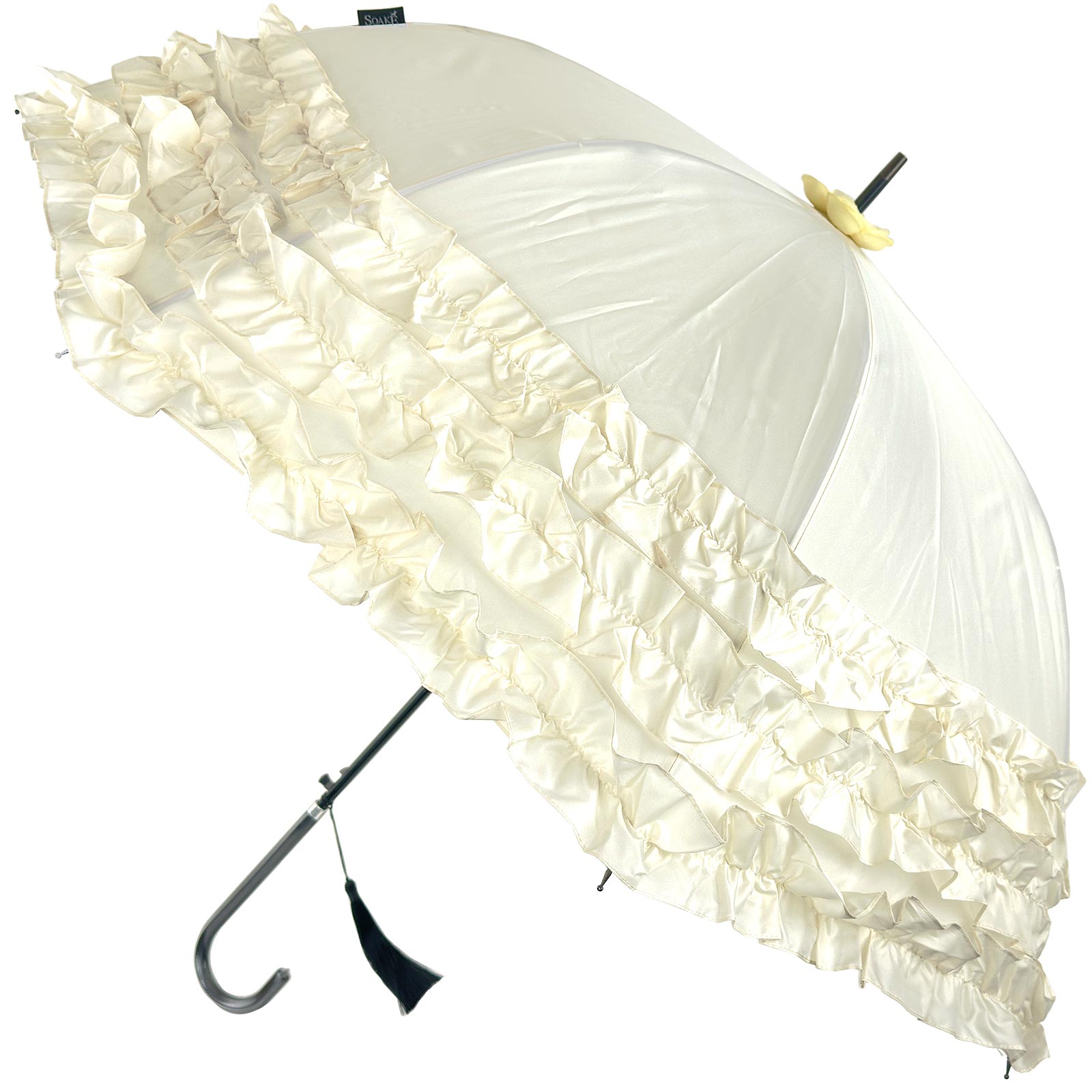 Boutique Triple Frill Umbrella by Soake - Cream | Stick & Cane Shop