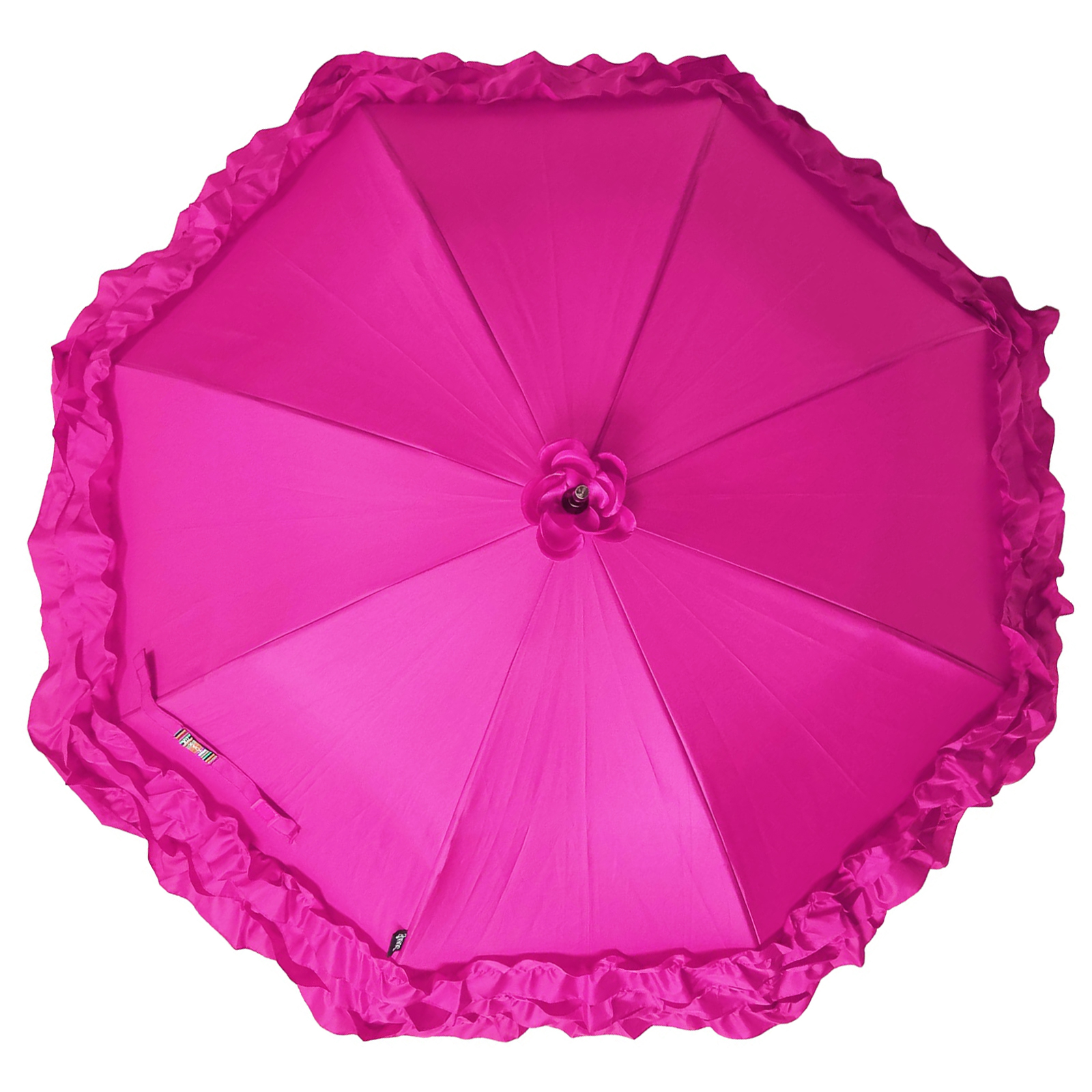Boutique Triple Frill Umbrella by Soake - Fuchsia Pink | Stick & Cane Shop