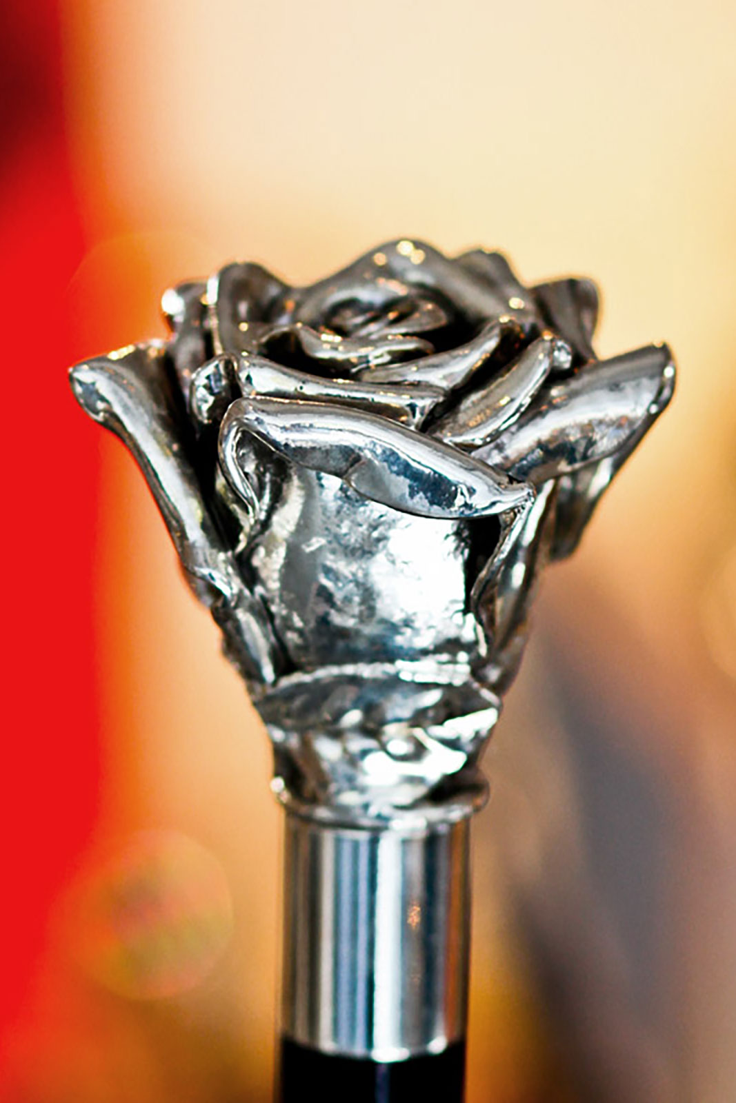 Silver Plated Rose Topped Collectors Cane by Pasotti | Stick & Cane Shop