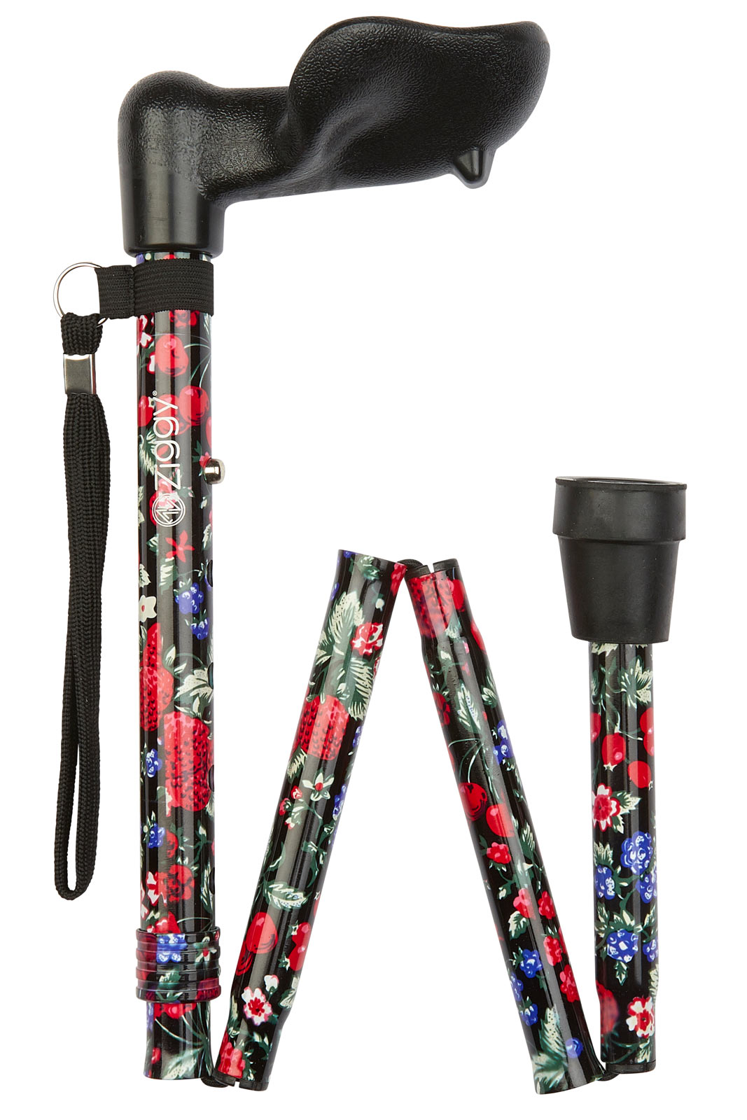 Short Anatomical Right Handed Fruits Pattern Folding Walking Stick ...