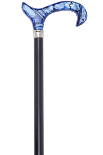 Blue Marbled Acrylic Derby Walking Stick – Stylish Cane | Stick & Cane Shop