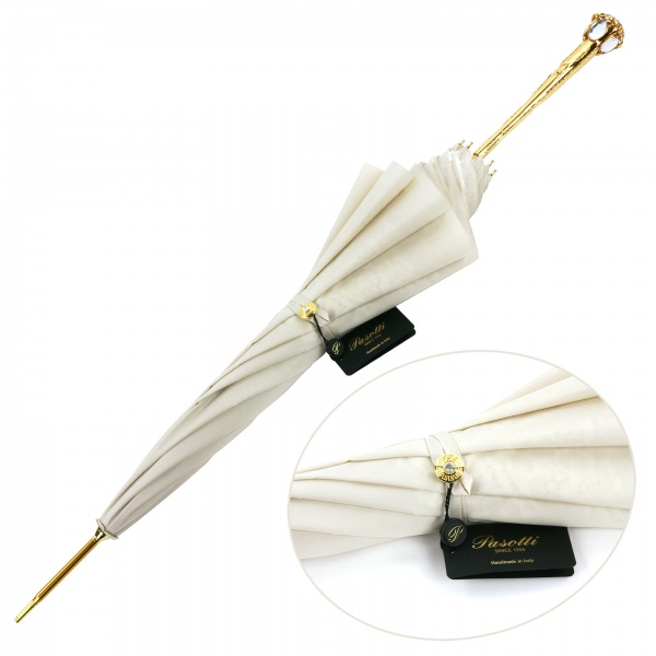 Elegance Ecru Wedding Parasol with Ivory Lace By Pasotti | Stick & Cane ...